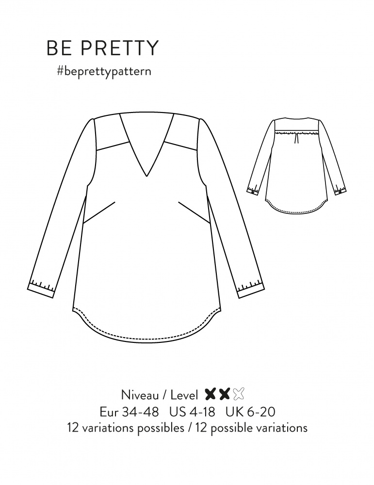 Be Pretty blouse or dress sewing pattern paper version with free sew ...
