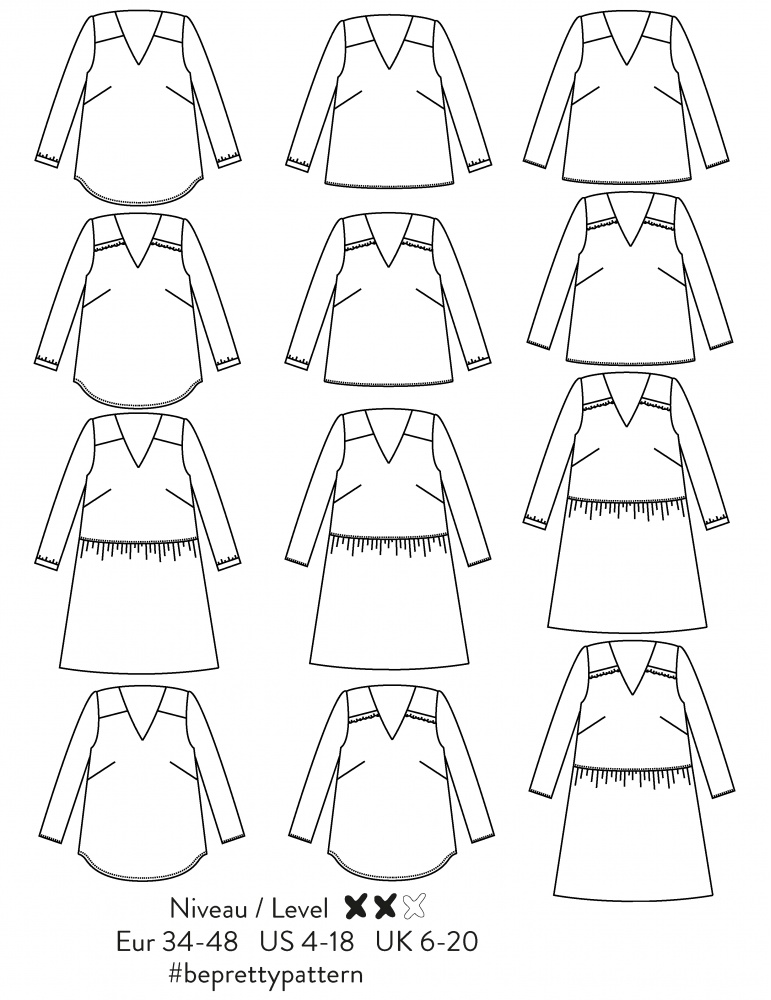 Be Pretty blouse or dress sewing pattern paper version with free sew ...