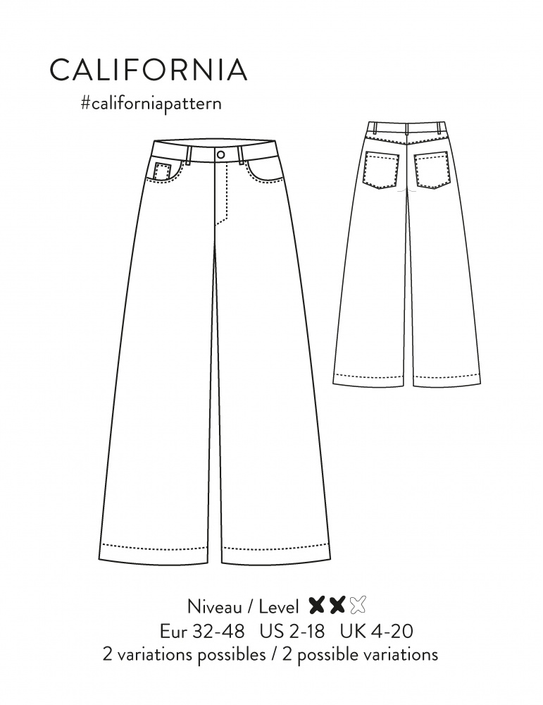 California pants or shorts sewing pattern paper version with free sew ...