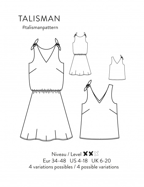 Talisman tank top or dress sewing pattern paper version with free sew ...