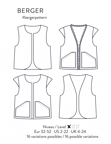 Women Berger gilet sewing pattern paper version with free sew along video