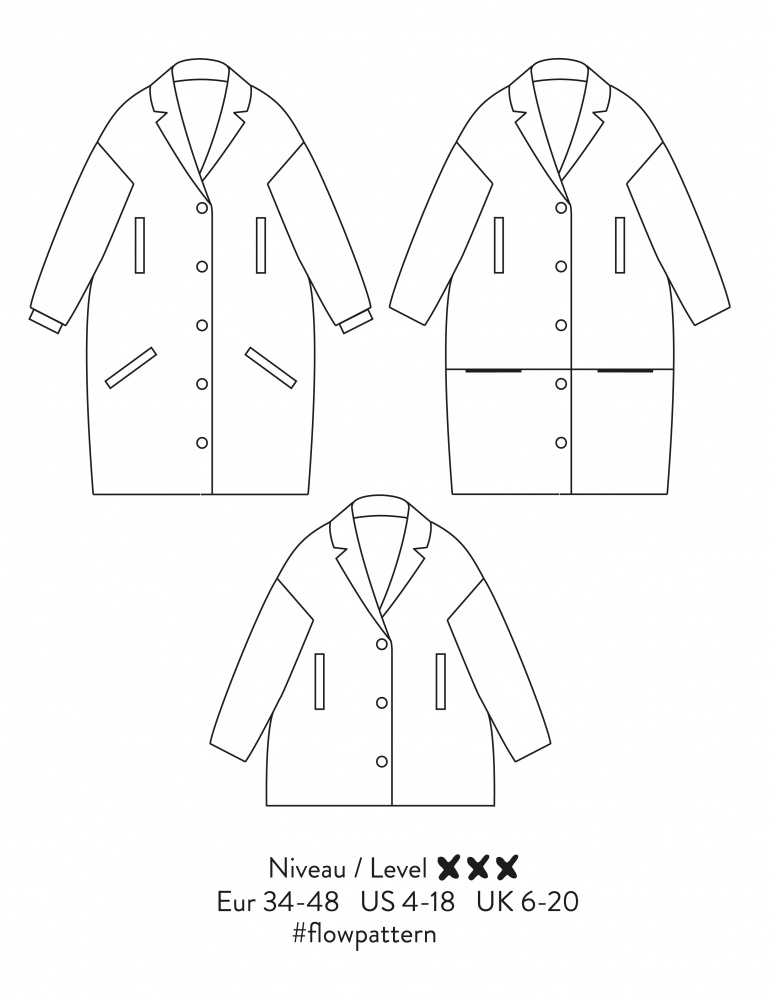 Flow coat or jacket sewing pattern paper version with free sew along video