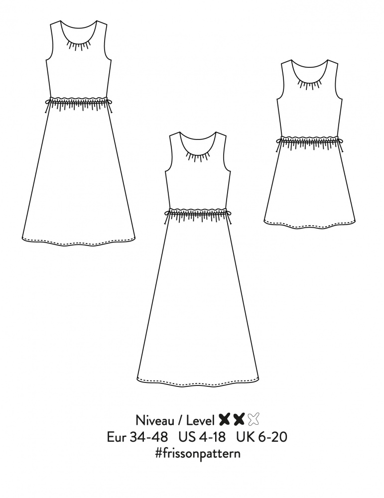 Frisson women semi bare-back dress sewing pattern paper version with ...