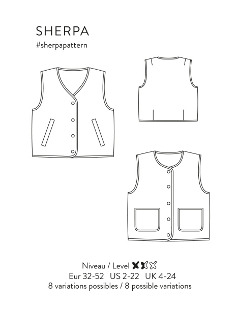 SHERPA sleeveless vest sewing pattern paper version with free sew along ...